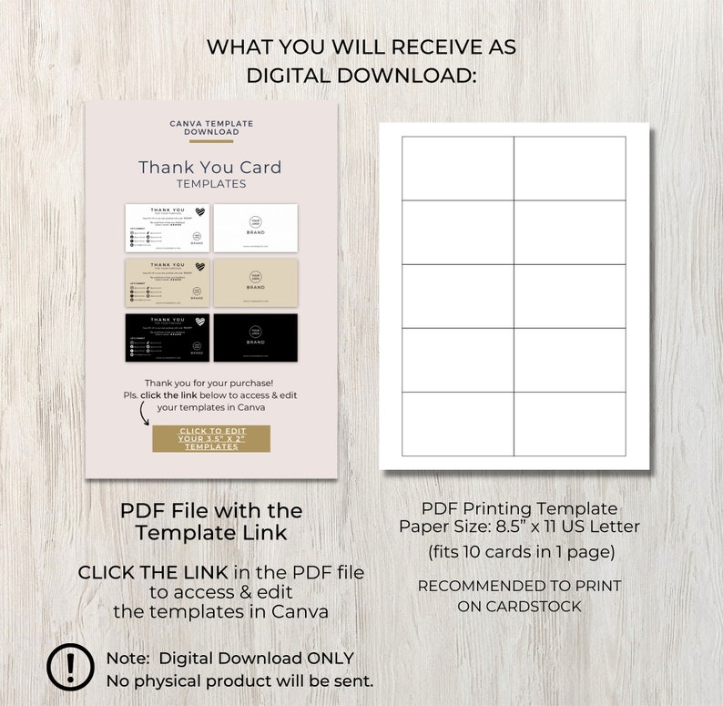 Thank You Card Template Editable Canva, Custom Thank You Cards ...