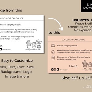 Editable Succulent Care Guide Template Canva, Printable Plants Care ...