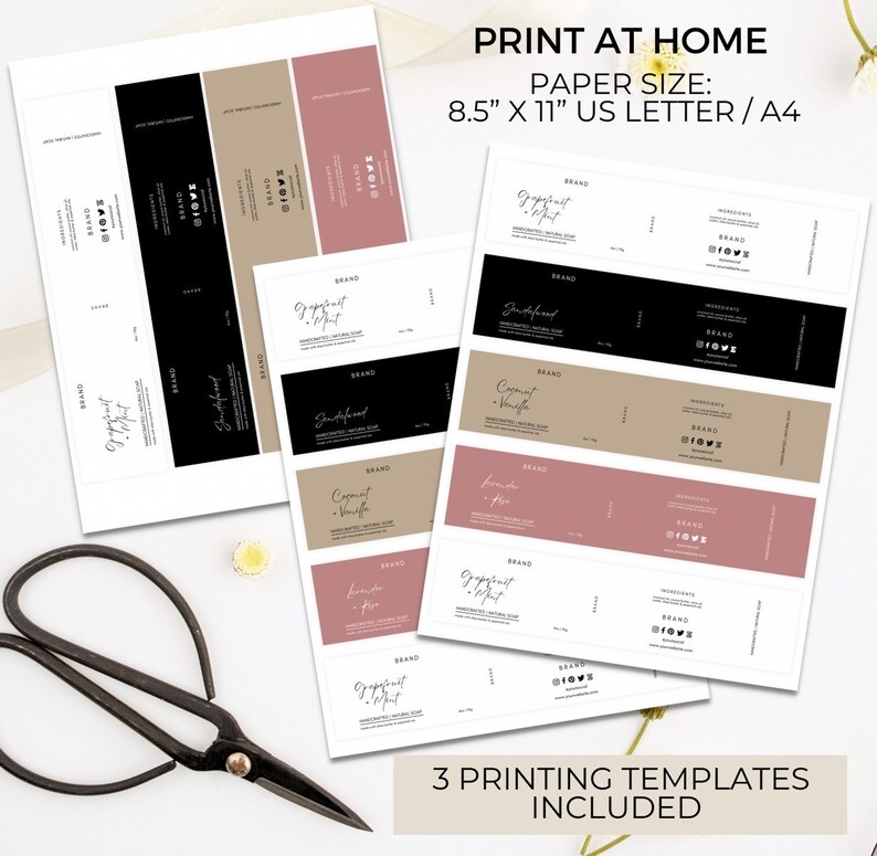 Bar Soap Label Template Canva Editable, Soap Labels Printable, Wrap ...