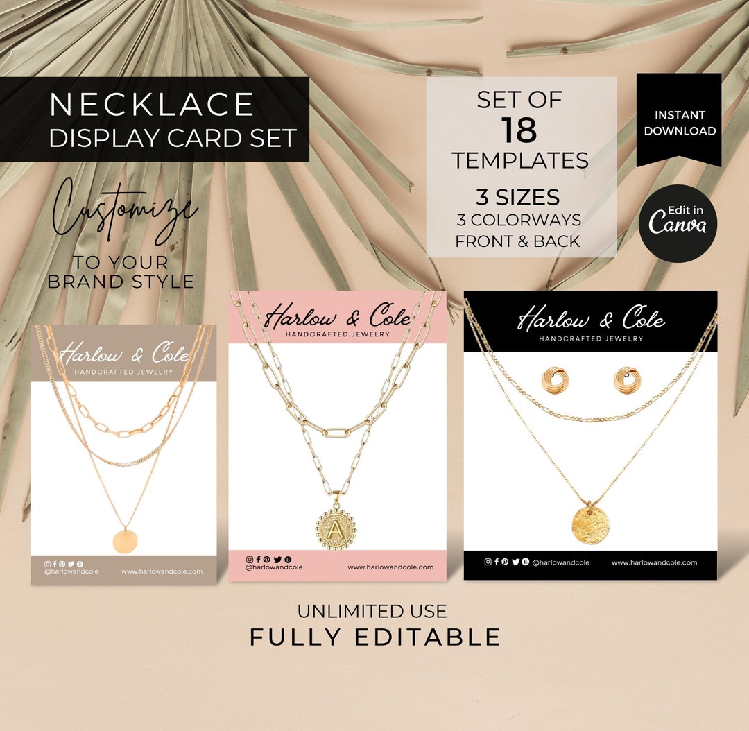 Editable Necklace Display Card Template Canva, Printable Necklace Label ...