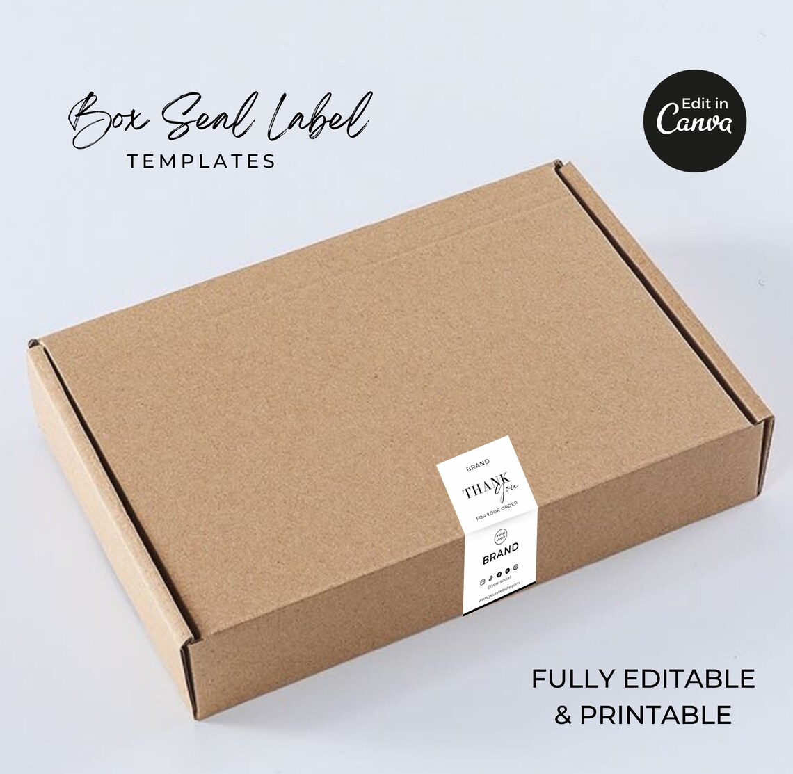 Box Seal Labels Template Editable Canva, Mailer Box Label Stickers ...
