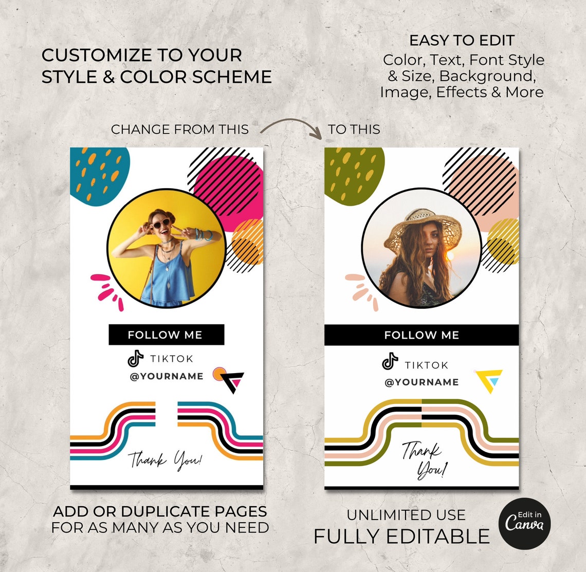 Follow Me on Tiktok Template Canva, Editable Tiktok Post Video ...