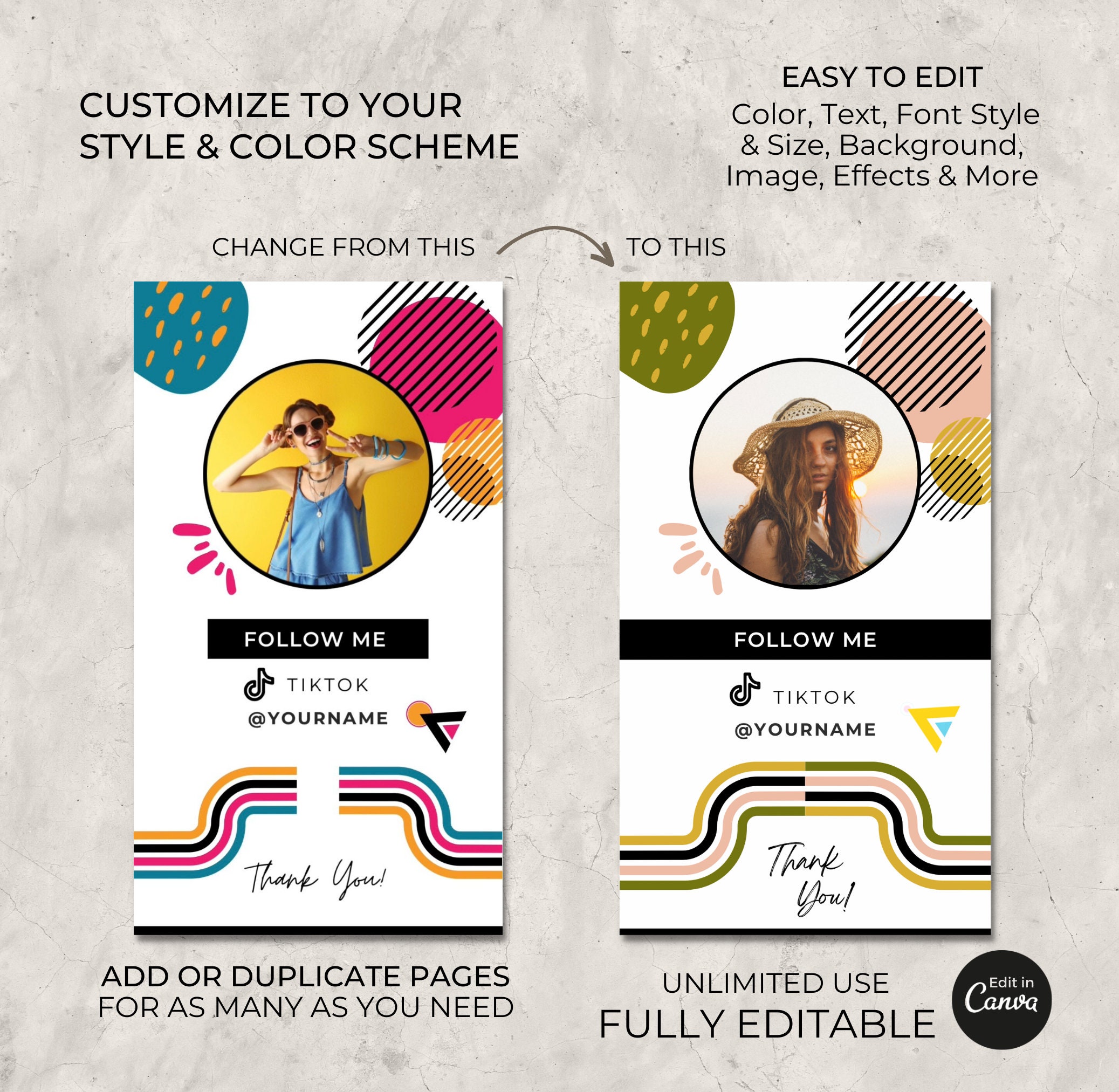 Follow Me on Tiktok Template Canva, Editable Tiktok Post Video ...