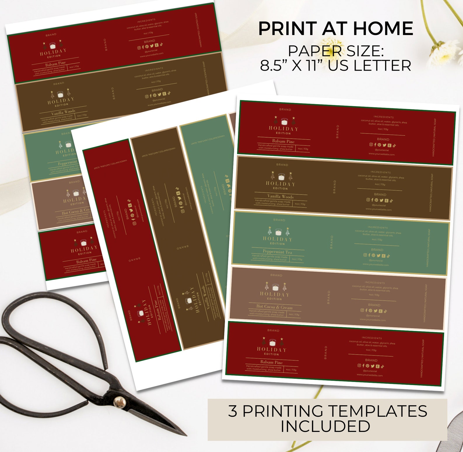 Christmas Soap Labels Template Editable Canva Holiday Soap - Etsy