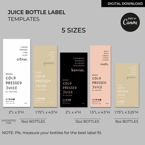 Editable Fruit Juice Bottle Labels Template Canva, Fresh Juice Label ...