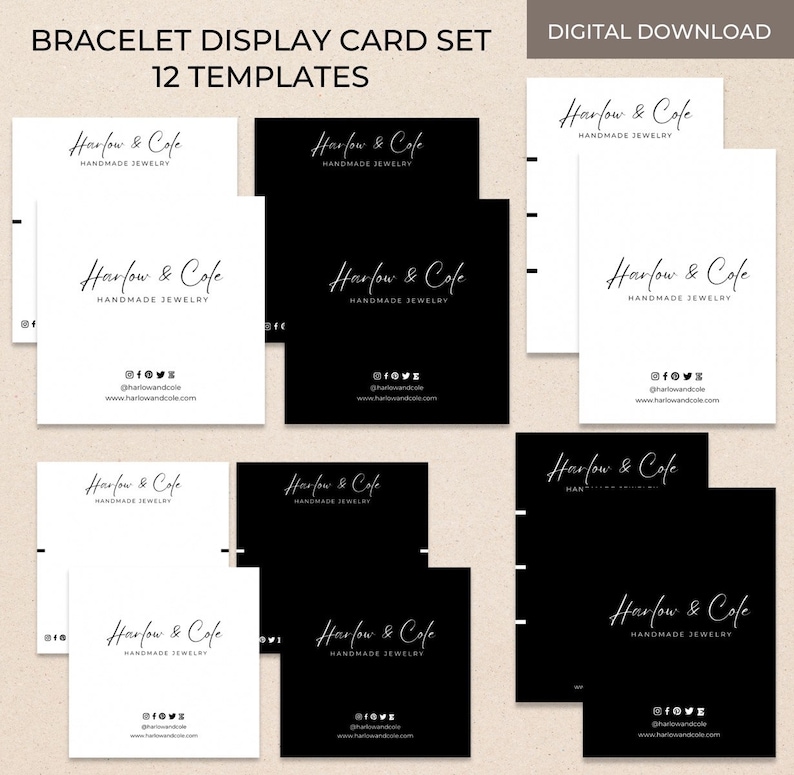 Bracelet Display Card Template Set, Printable Bracelet Cards Logo ...