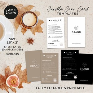 Editable Candle Care Card Template Canva, Printable Candle Safety ...