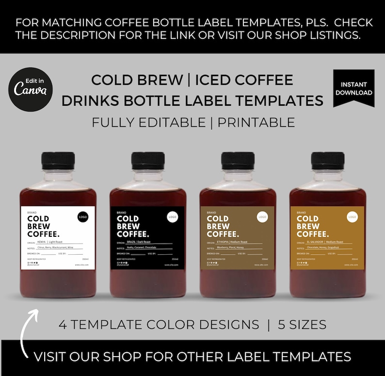 Editable Coffee Bag Labels Template Canva, Coffee Beans Pouch Label ...