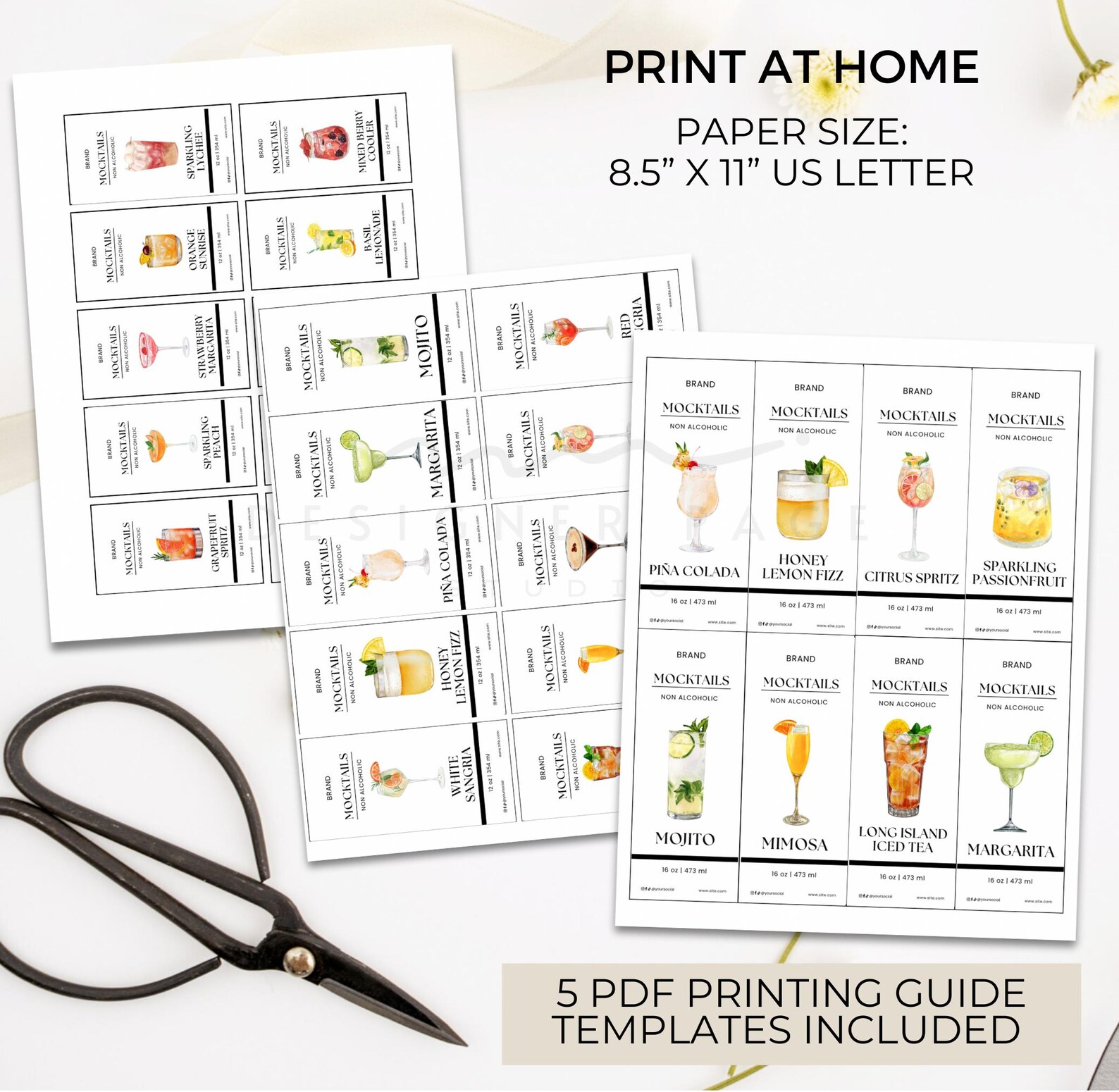 Editable Mocktail Juice Bottle Labels Template Canva, Fresh Fruit Juice ...
