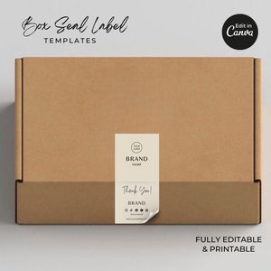 Editable Box Labels Template Canva, Mailer Box Seal Label Sticker ...