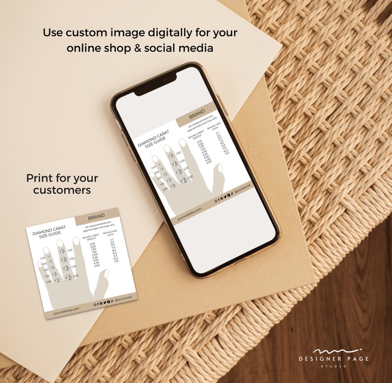 Editable Diamond Carat Size Chart Template Canva, Printable Round ...
