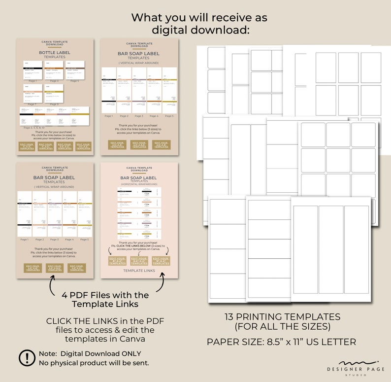 Editable Bottle Label Template Canva, Printable Bar Soap Labels, Modern ...