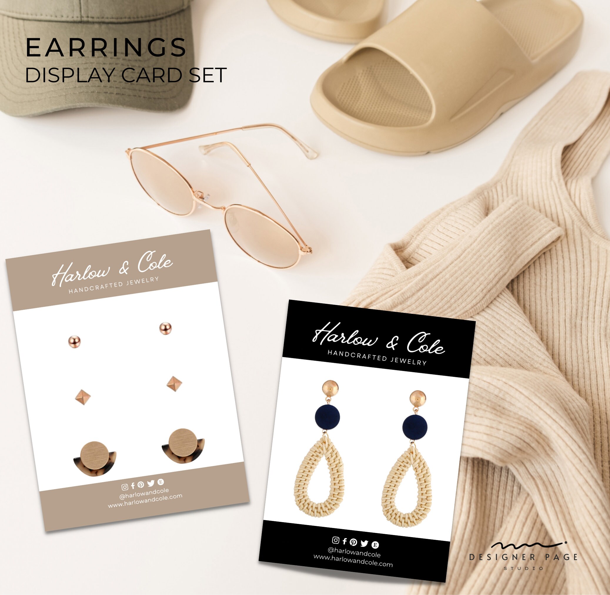 Earrings Display Cards Template Canva Editable, Printable Earrings ...