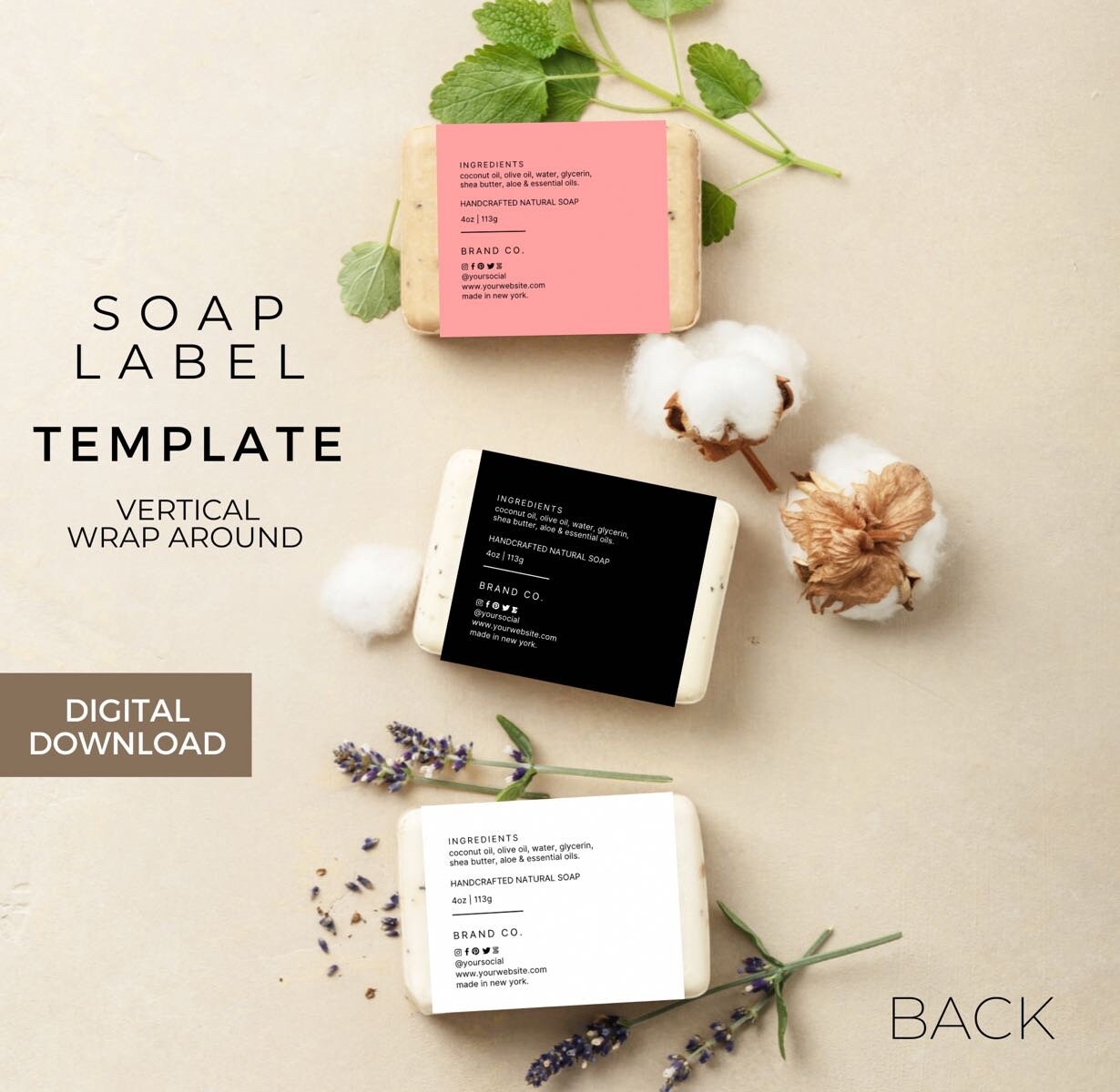 Modern Soap Label Template Editable, Bar Soap Labels Printable ...