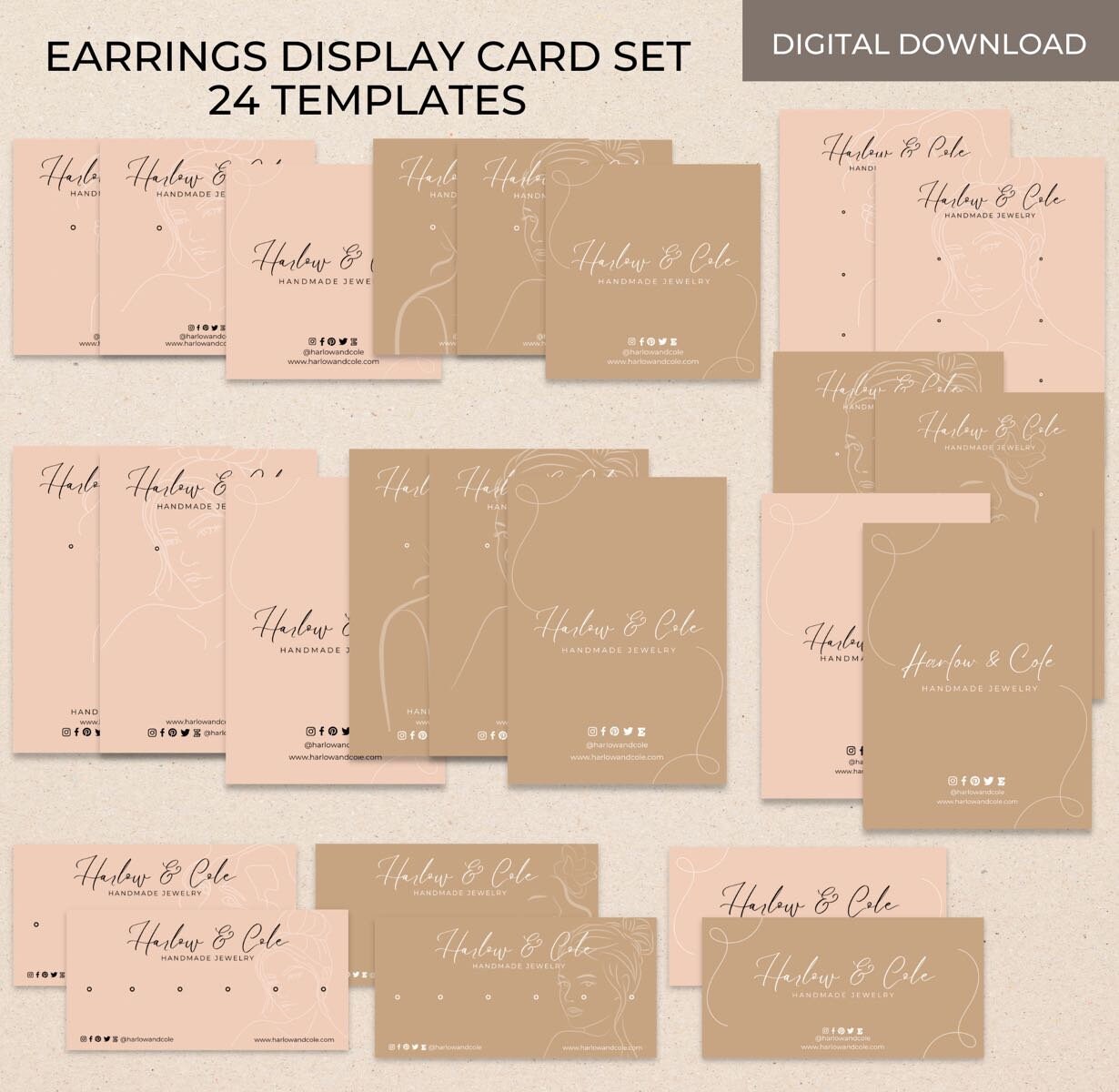 Editable Earrings Display Card Template Canva, Printable Earrings Label ...