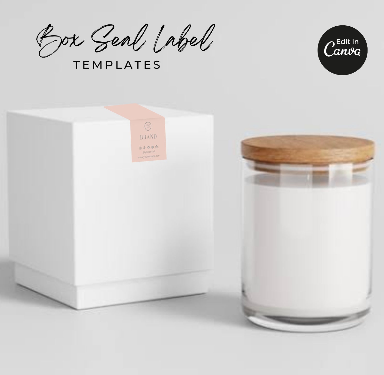 Box Label Template Editable Canva, Mailer Box Seal Label Stickers ...