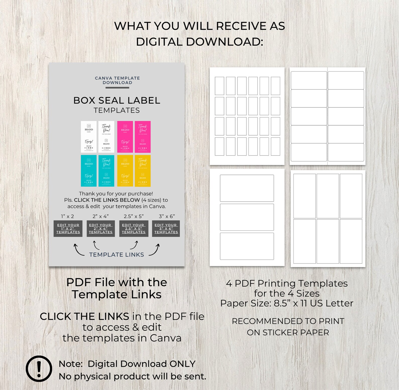 Box Labels Template Editable Canva, Mailer Box Seal Label Stickers ...