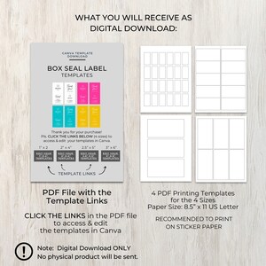 Box Labels Template Editable Canva, Mailer Box Seal Label Stickers ...
