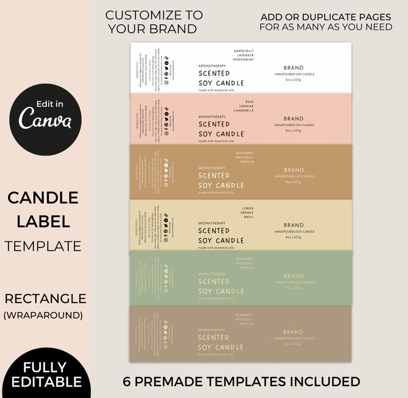 Editable Candle Tin Labels Template Canva, Candle Round Labels, Modern ...