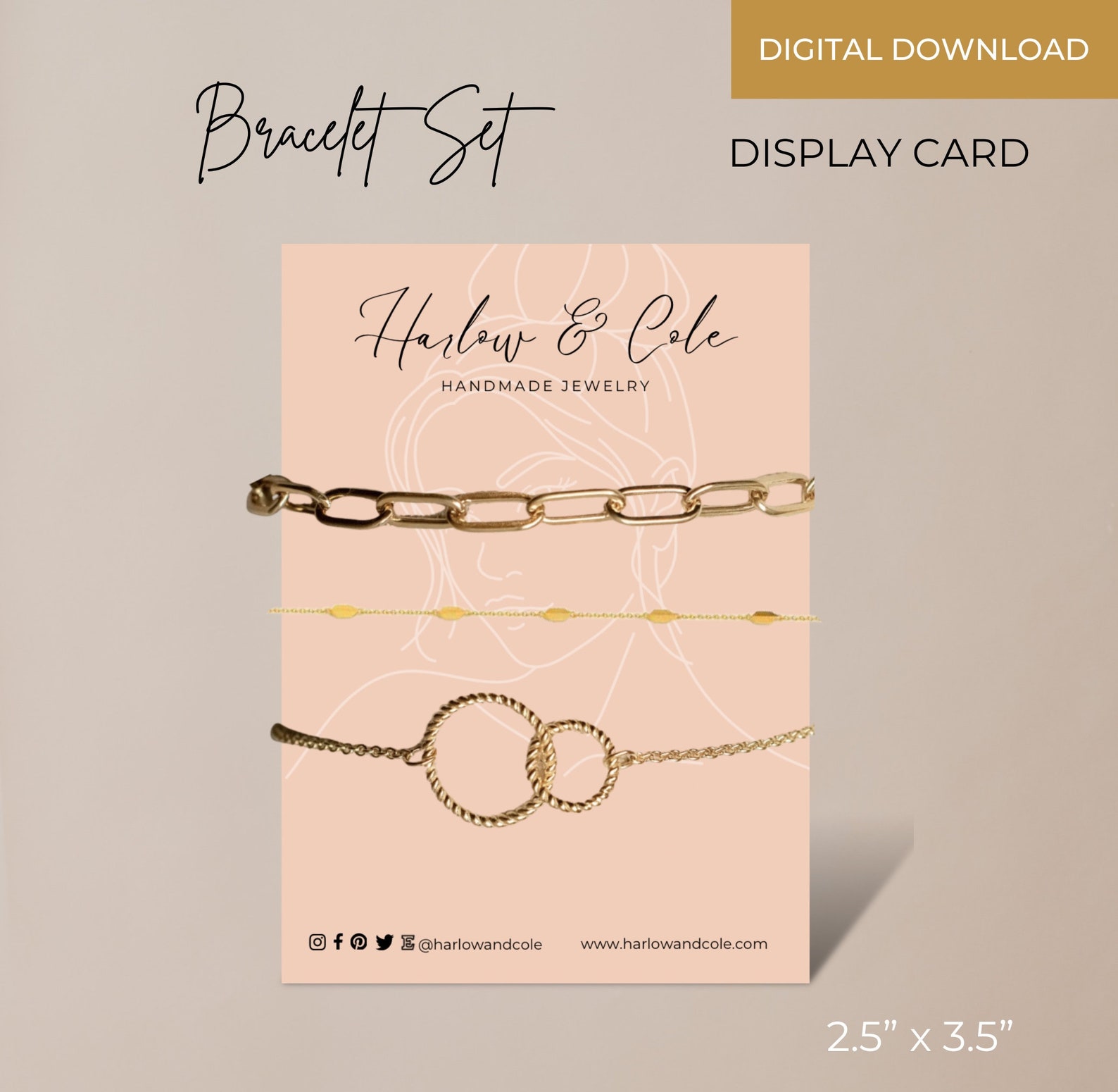 Editable Bracelet Display Card Template Canva, Printable Bracelet Label ...