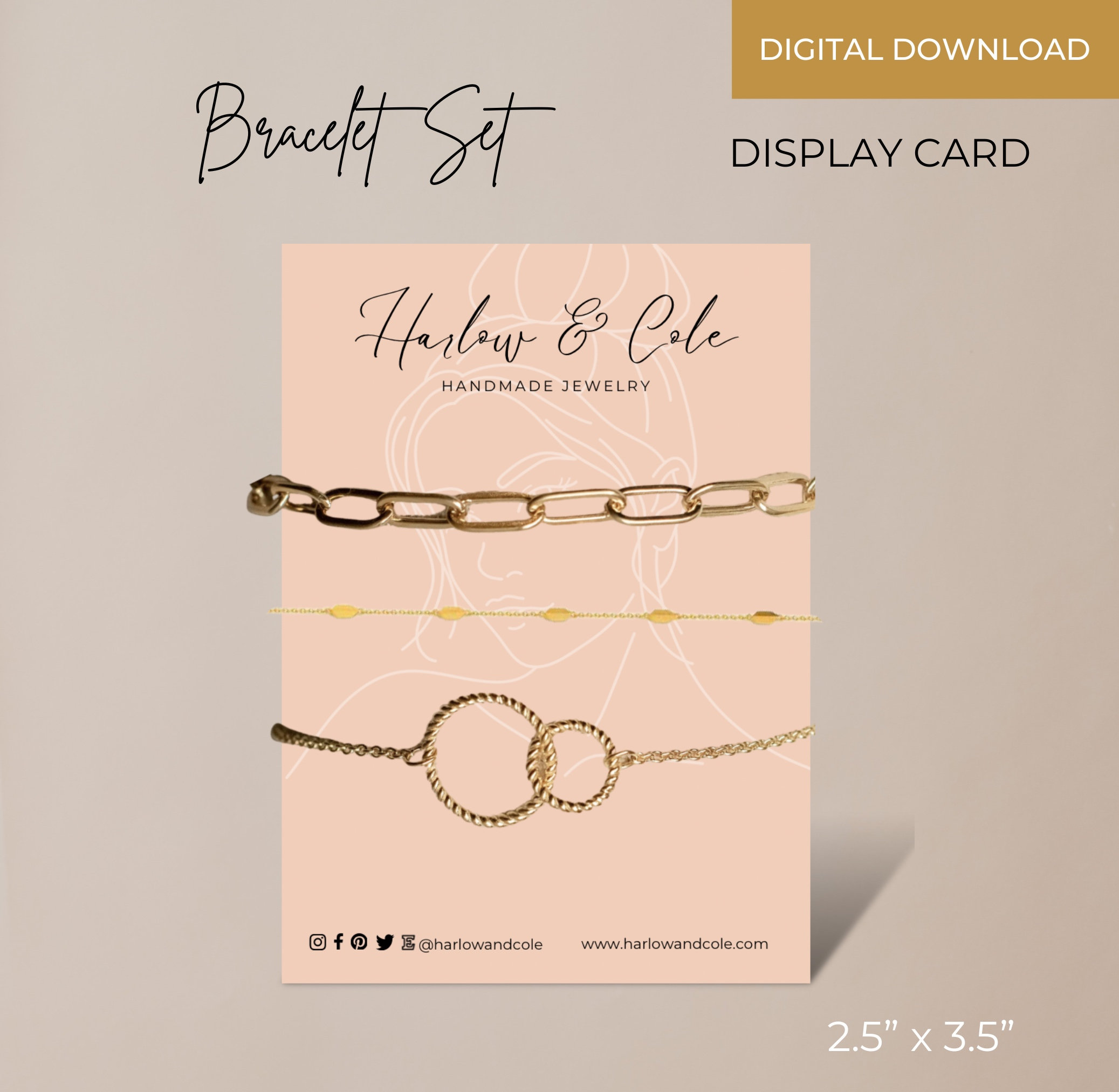 Editable Bracelet Display Card Template Canva, Printable Bracelet Label ...