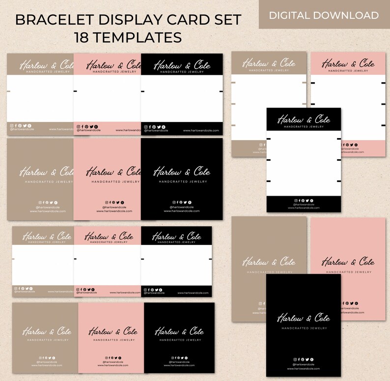 Editable Bracelet Display Card Template Canva Printable - Etsy