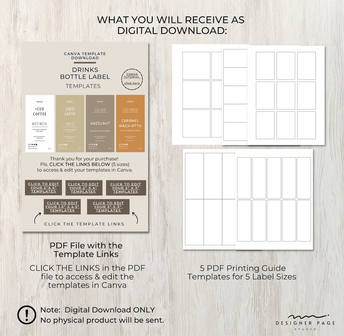 Editable Iced Coffee Bottle Labels Template Canva, Drinks Label Design ...
