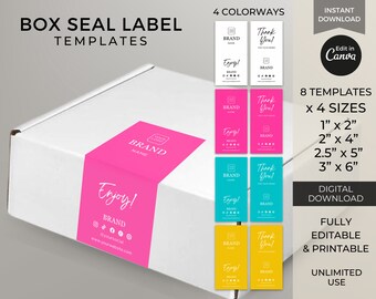 Box Seal Labels Template Editable Canva, Mailer Box Label Stickers ...
