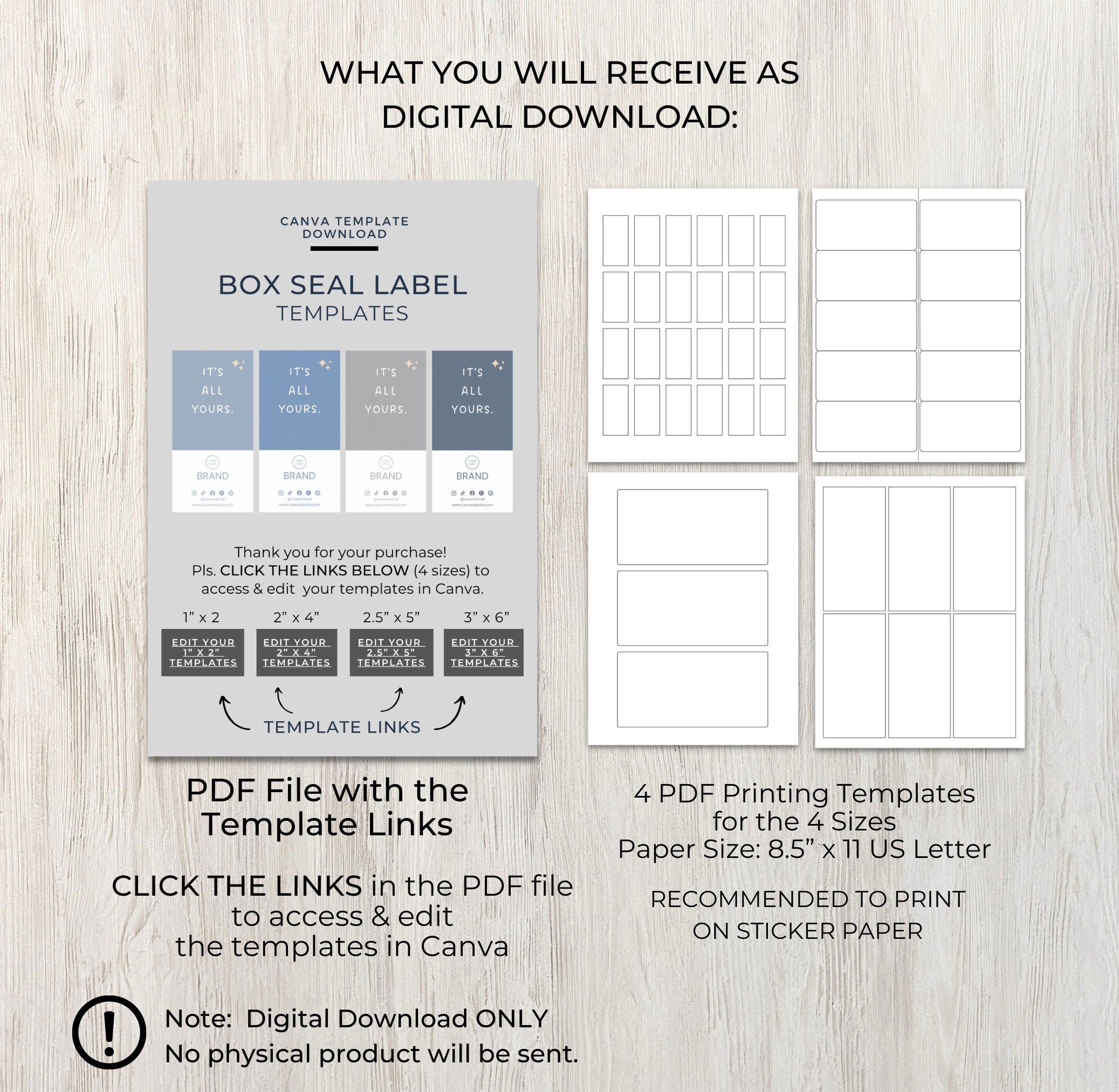 Editable Box Label Sticker Template Canva, Mailer Box Seal Labels ...