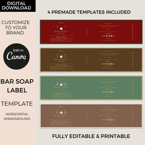 Christmas Soap Labels Template Editable Canva, Holiday Soap Labels ...