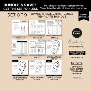 Bracelet Size Chart Template Editable | Printable Jewelry Accessory ...