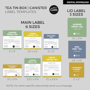 Tea Tin Can Labels Template Editable Canva, Tea Canister Label Stickers ...
