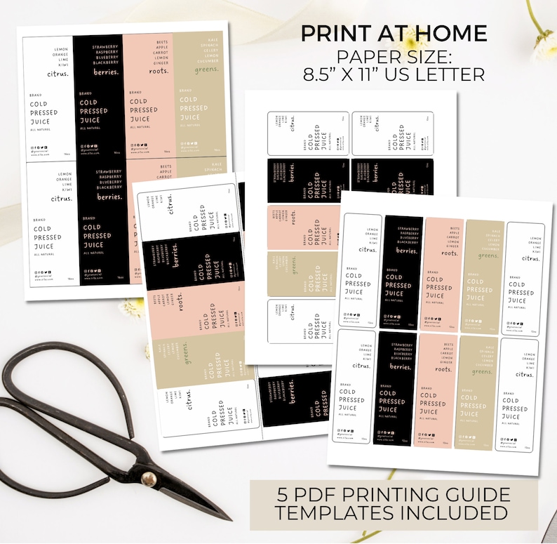 Editable Fruit Juice Bottle Labels Template Canva, Fresh Juice Label ...