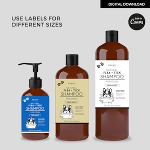 Dog Shampoo Bottle Labels Template Editable Canva, Anti Flea & Tick ...