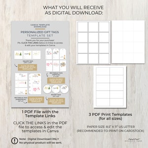Editable Gift Tags Template Canva, Printable Favors Tag Set, Custom ...