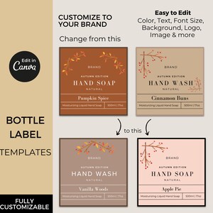 Autumn Hand Soap Bottle Labels Template Canva Editable, Printable Hand ...