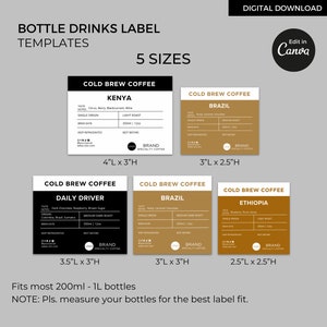 Cold Brew Coffee Bottle Labels Template Editable Canva, Juice Label ...