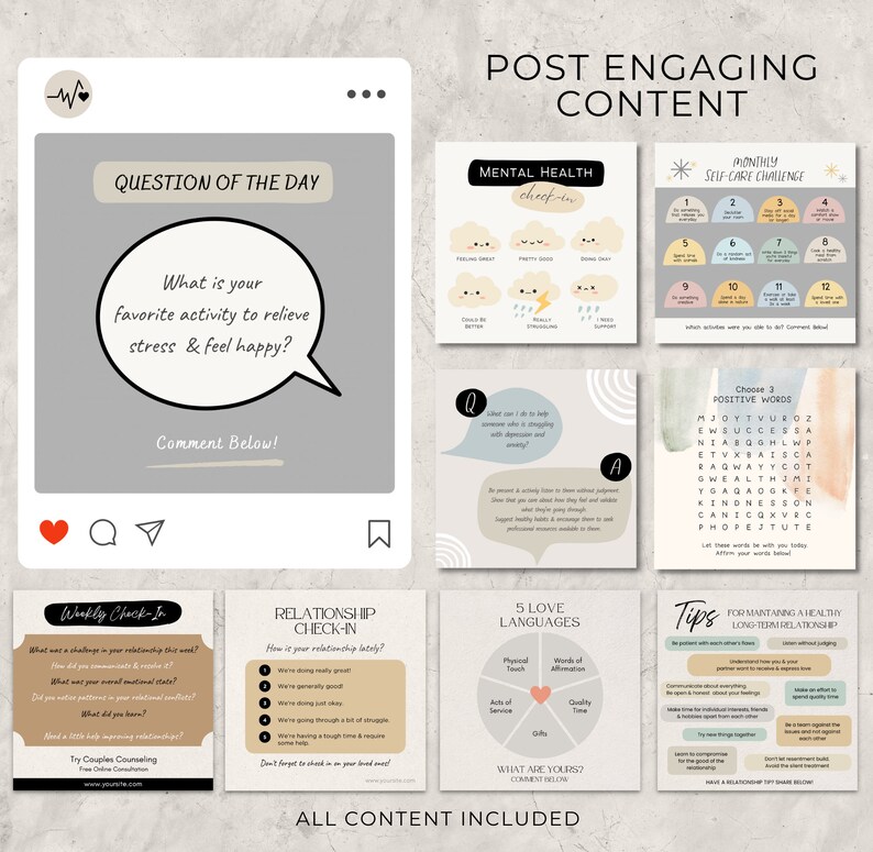 Couples Therapy Instagram Templates Editable Canva, Marriage Counseling ...