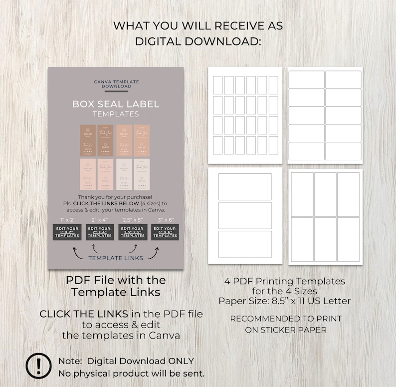 Box Label Template Editable Canva, Mailer Box Seal Label Stickers ...