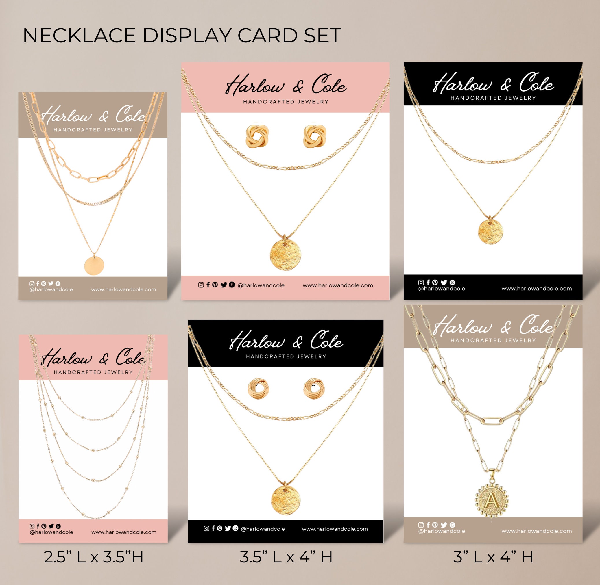Editable Necklace Display Card Template Canva Printable - Etsy