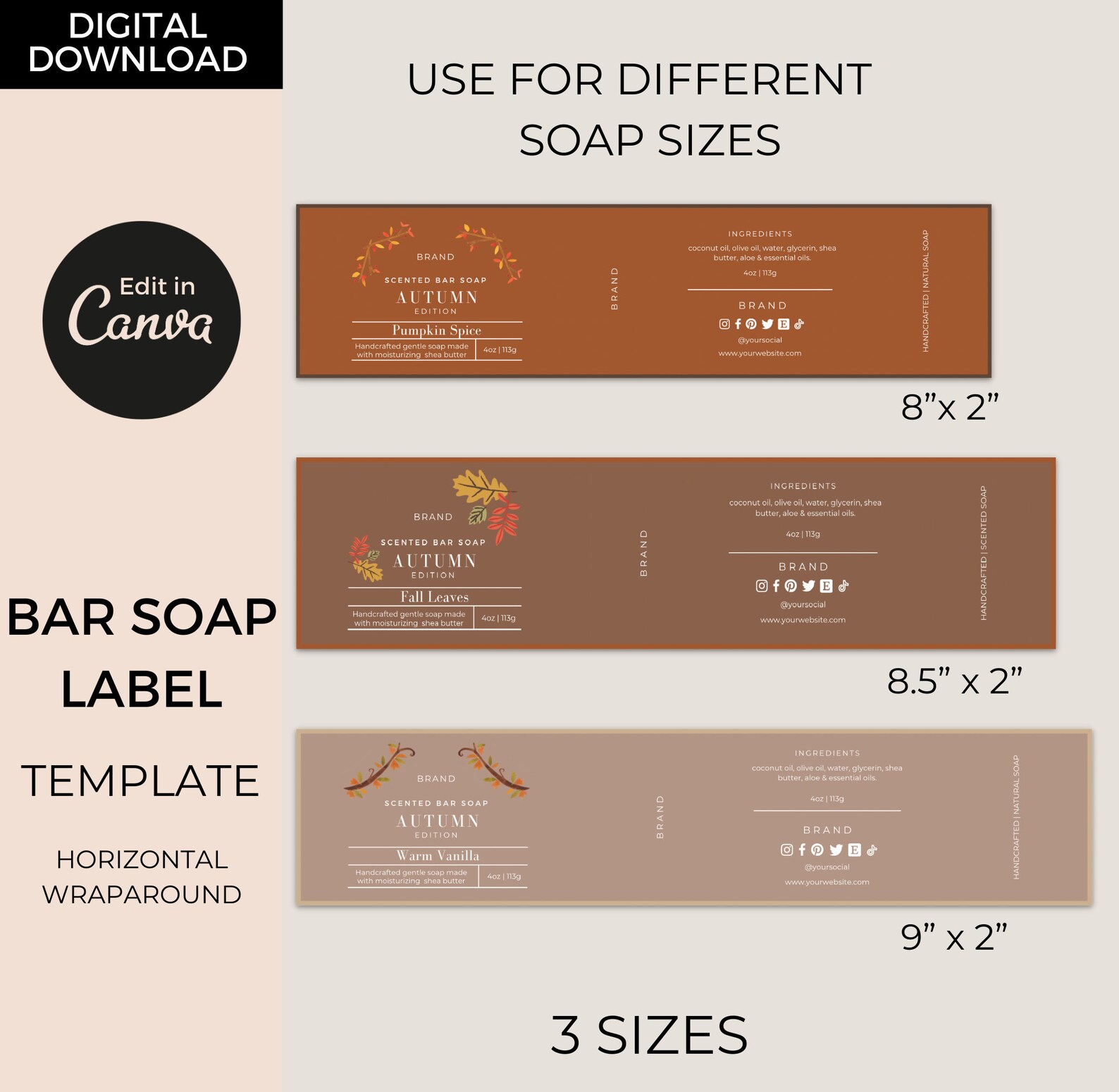 Editable Bar Soap Labels Template Canva Soap Labels - Etsy