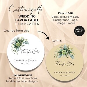 Personalized Wedding Favors Label Canva Template Editable - Etsy