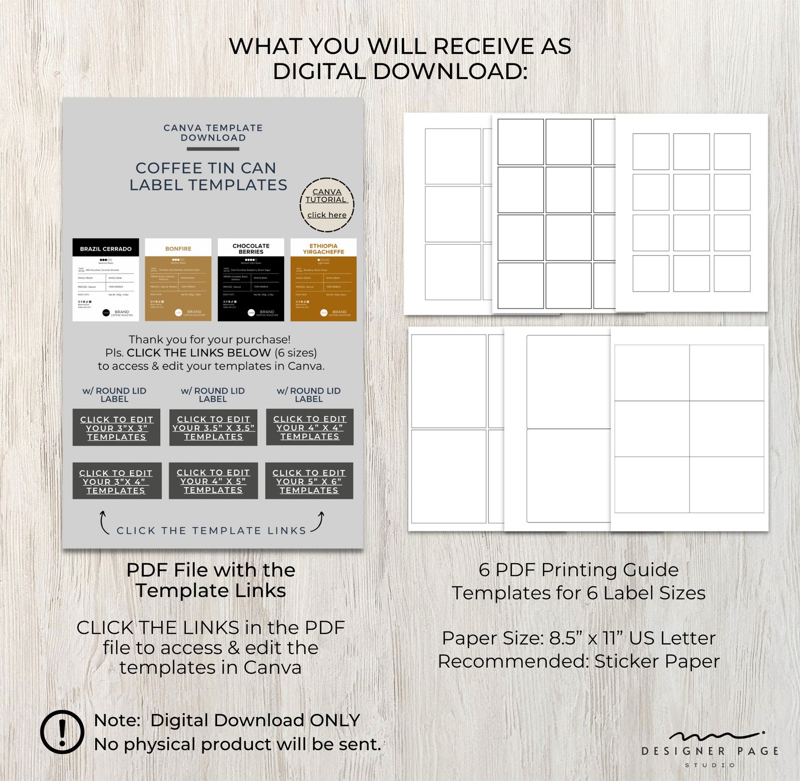 Editable Coffee Tin Can Labels Template Canva, Custom Coffee Labels ...