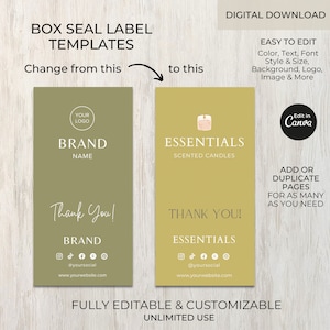 Editable Box Labels Template Canva, Mailer Box Seal Label Sticker ...