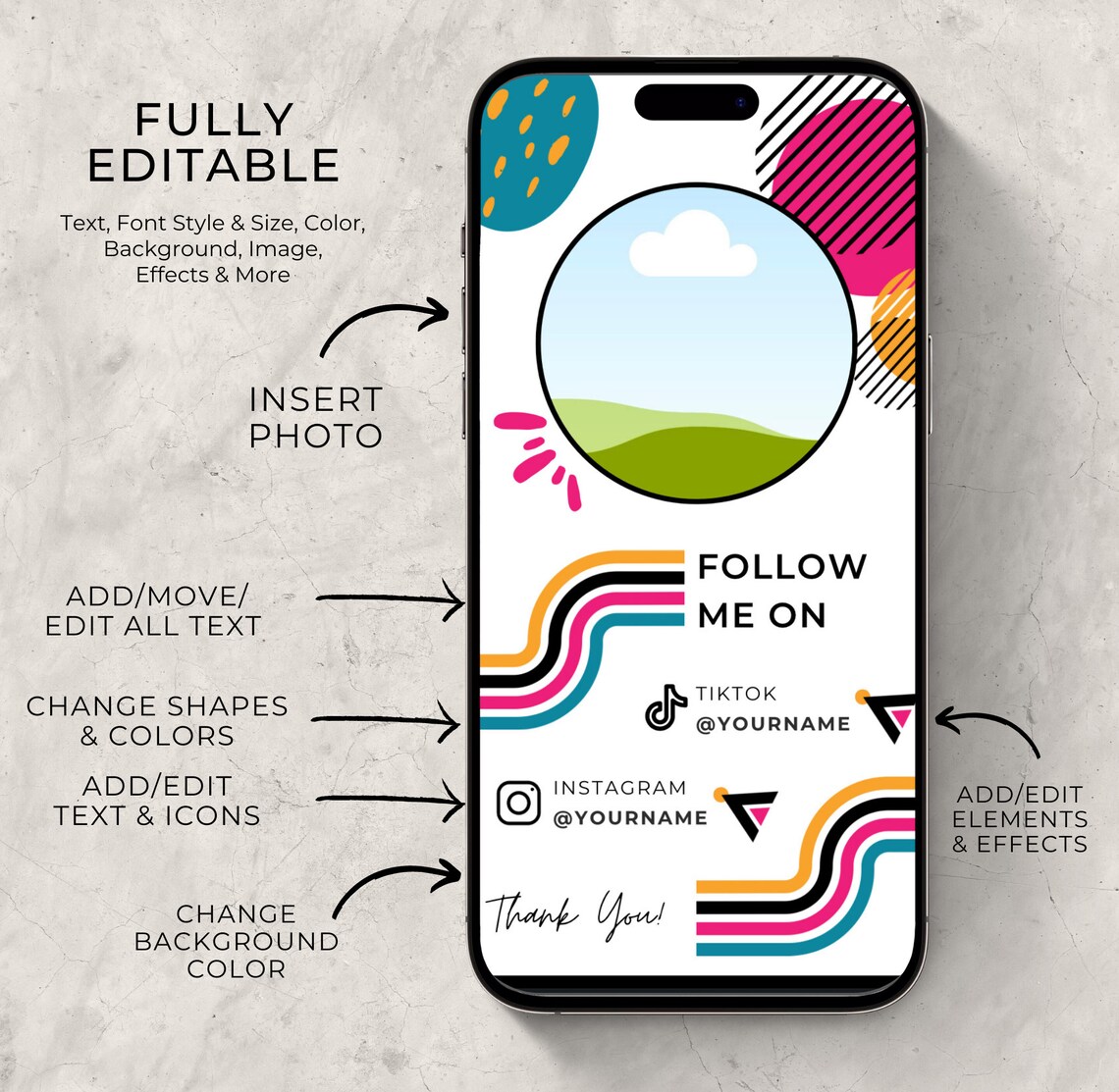 Follow Me on Tiktok Template Canva, Editable Tiktok Post Video ...