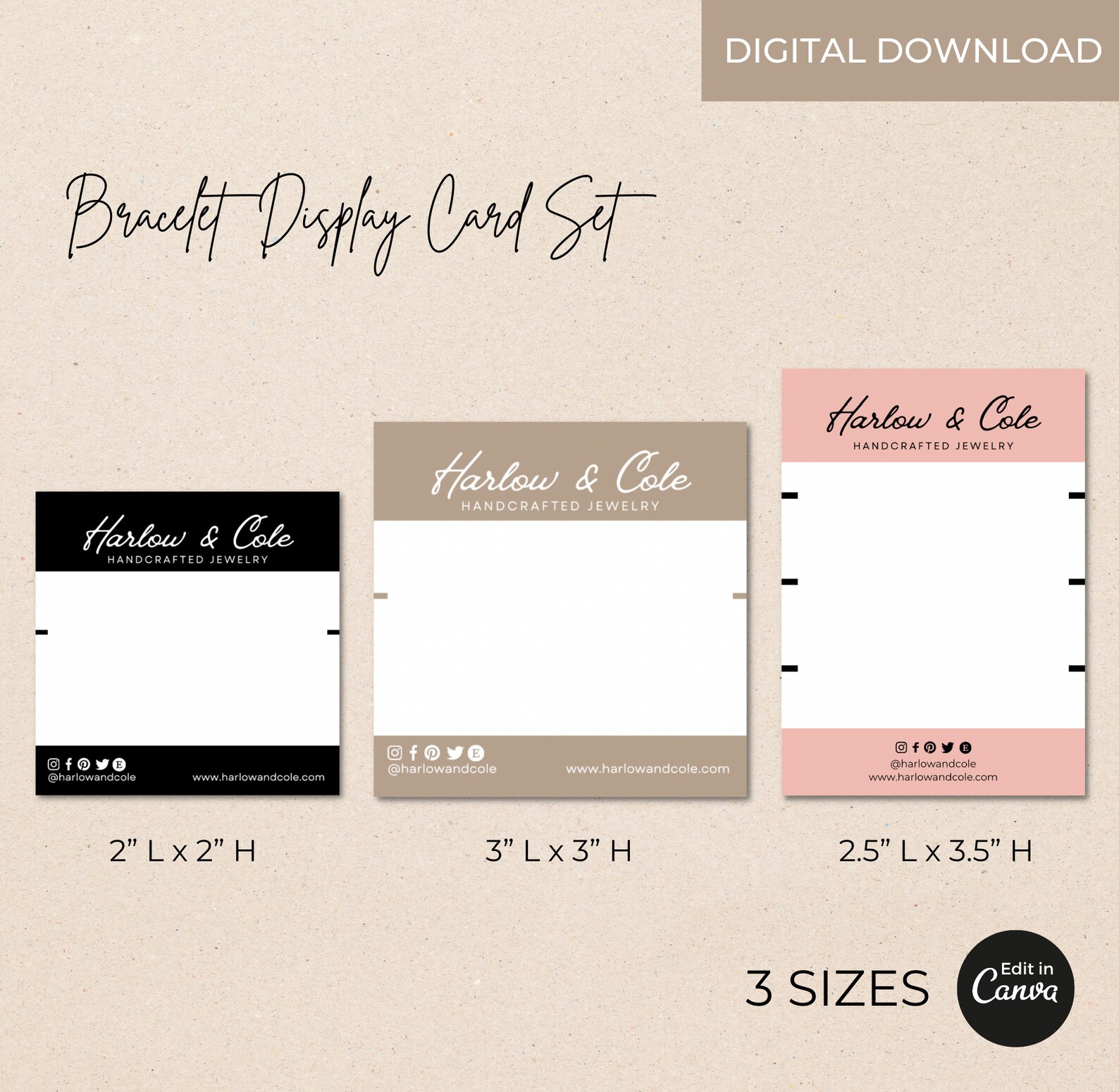 Editable Bracelet Display Card Template Canva Printable - Etsy