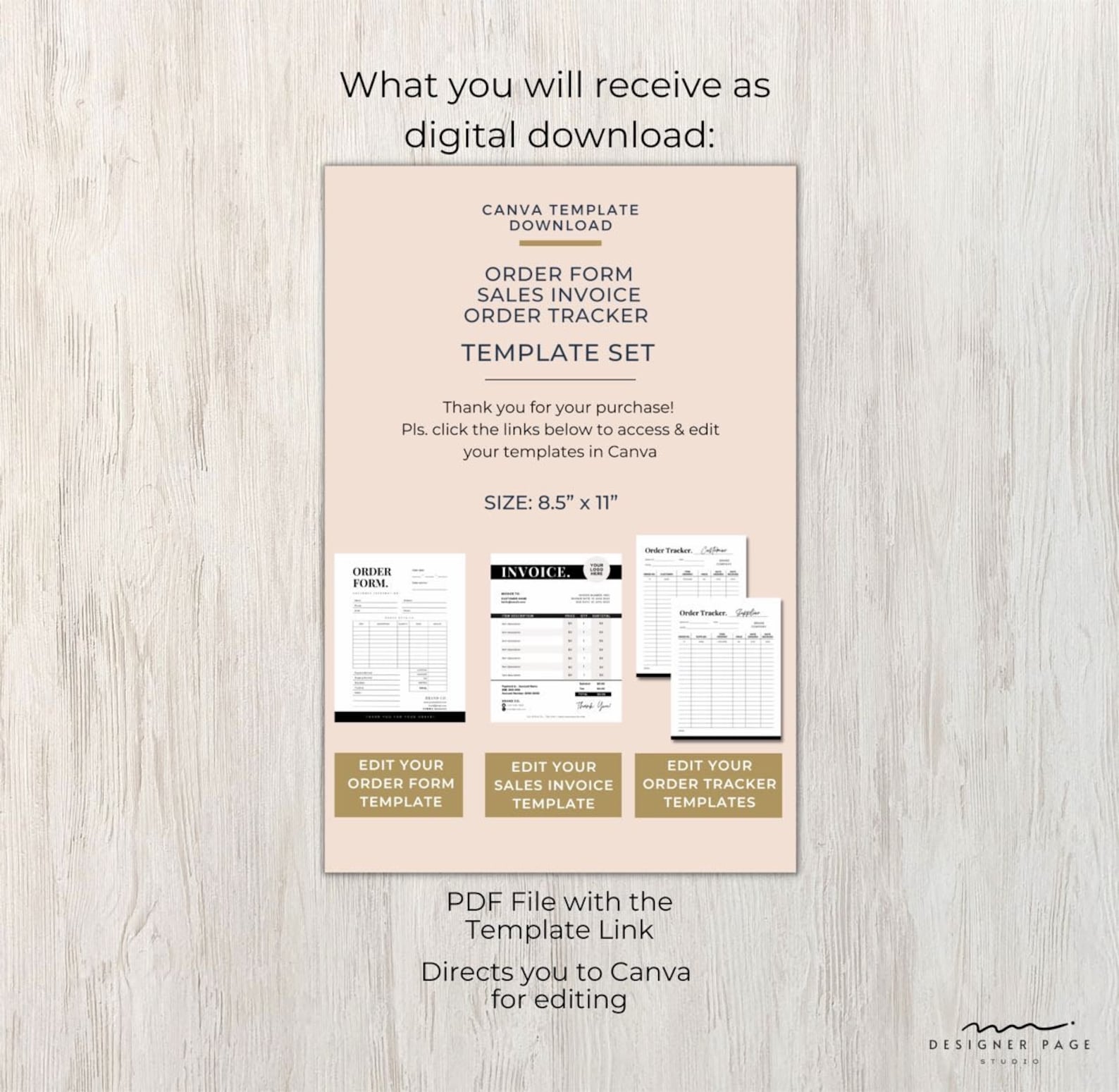 Editable Order Form Template Canva, Printable Customer Sales Invoice ...