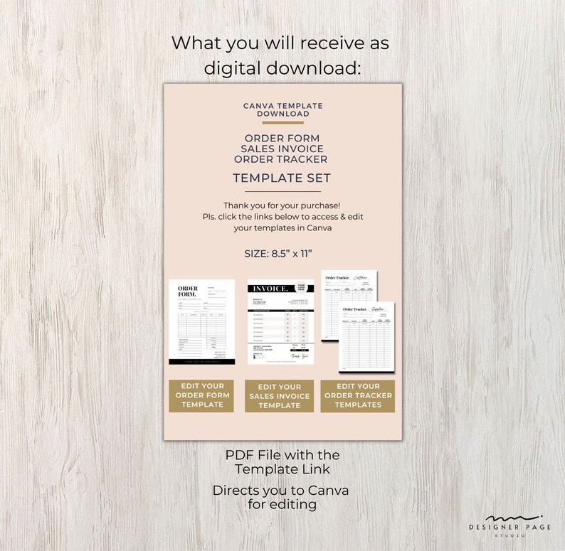 Editable Order Form Template Canva, Printable Customer Sales Invoice ...