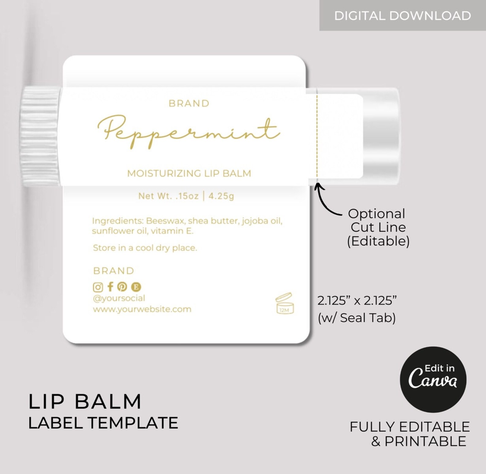 Lip Balm Label Template Canva, Printable Lipbalm Labels Stickers ...
