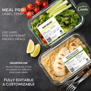 Editable Meal Prep Labels Template Canva, Packed Meals Label Sticker ...